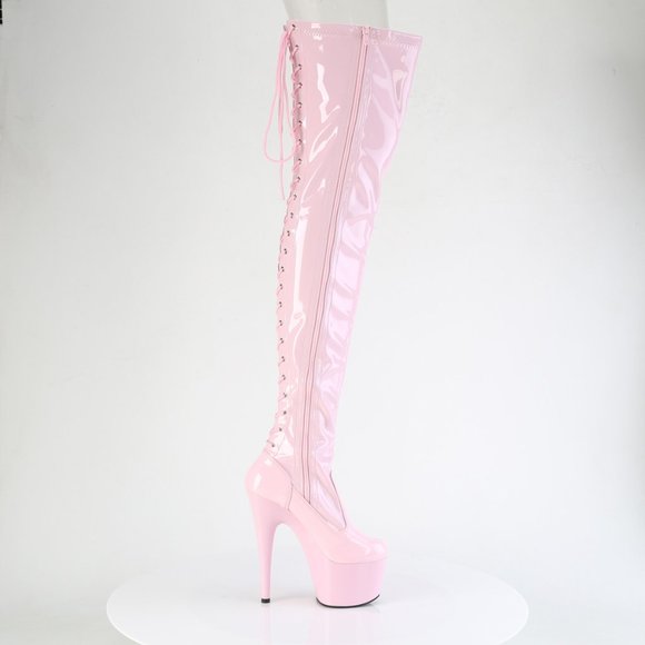 Pleaser | Shoes | Pleaser Adore 385 Pink Patent Thigh High Platform ...